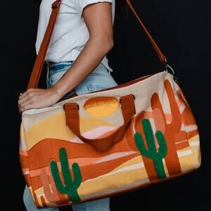 Panache Apparel Co. | Bags | Tan Rust Green Yellow Western Desert Scene ...